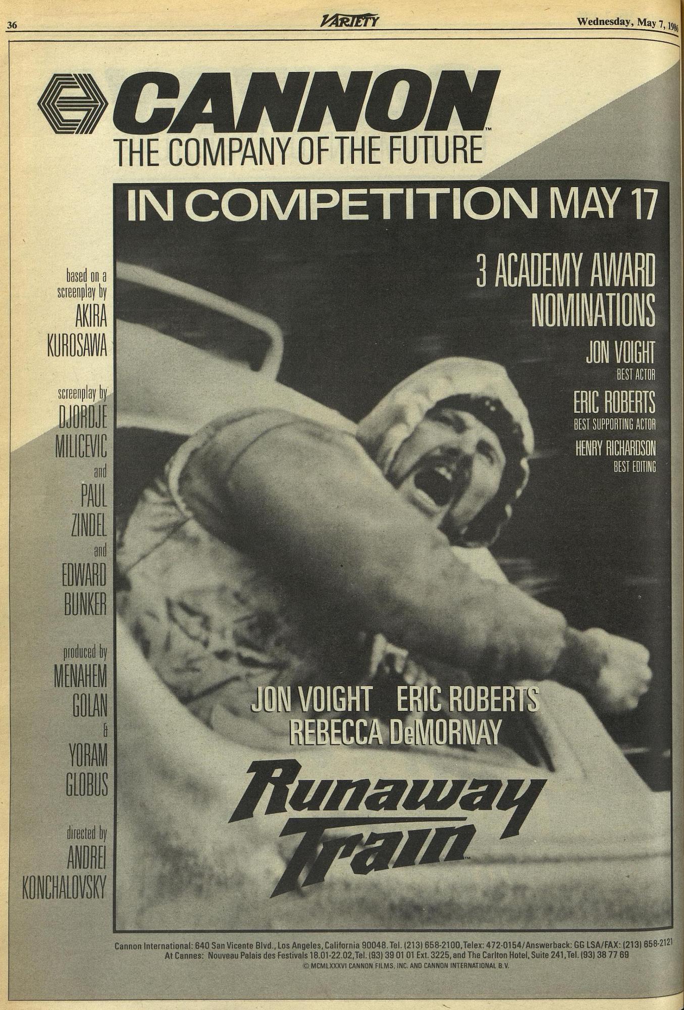 Cannon Films Print Advertisements in ‘Variety’, 1979 – 1986