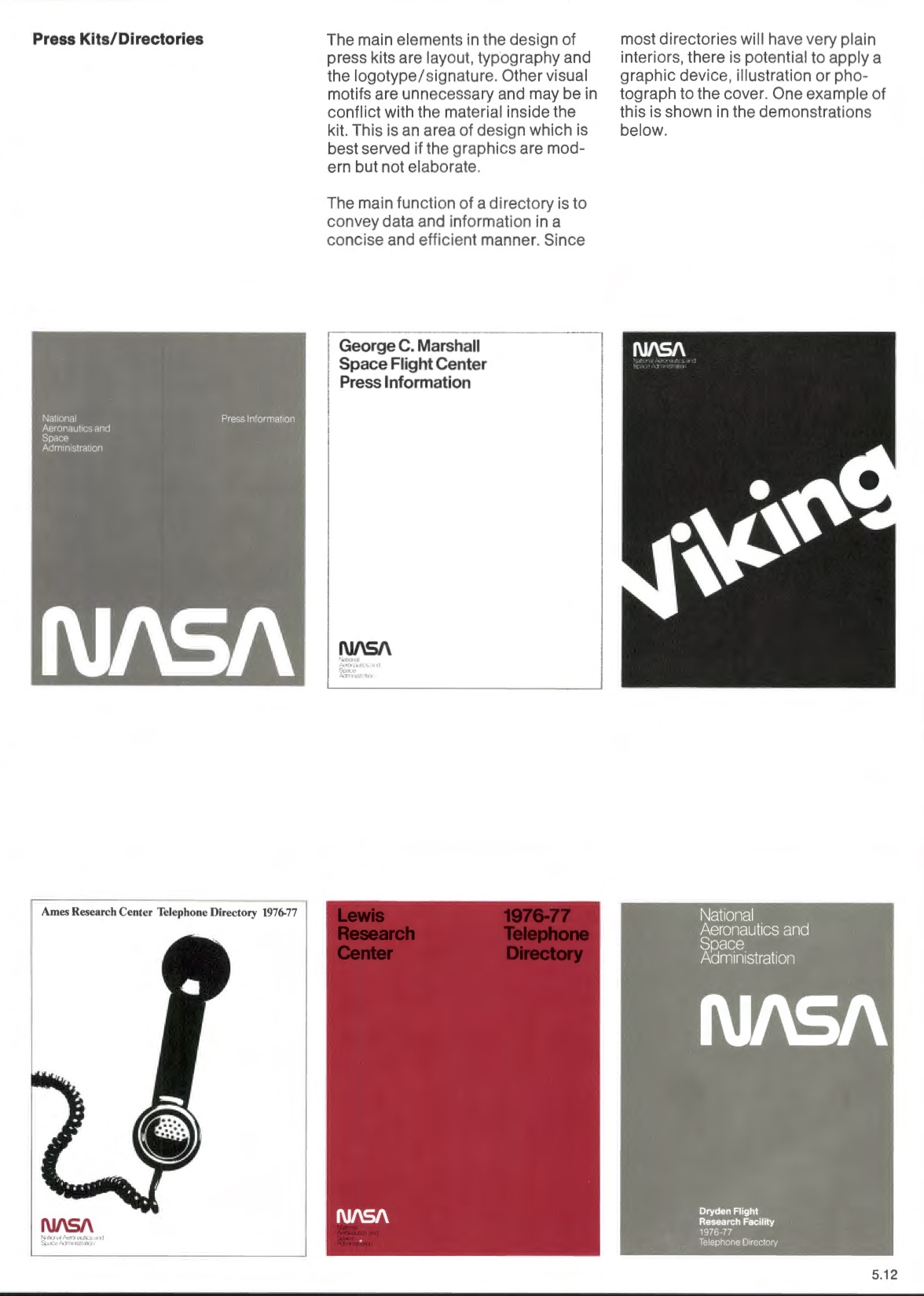nasa graphics standards manual 1975 press kits